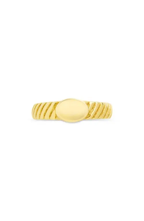 Sterling Forever Dixie Ribbed Signet Ring - Gold