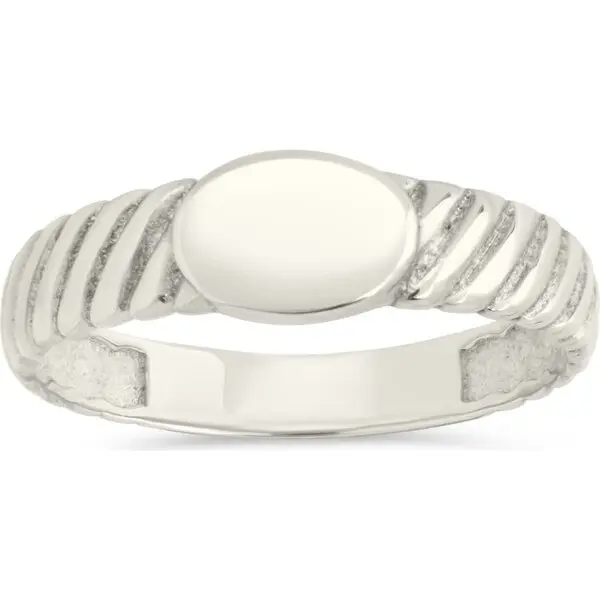 Sterling Forever Dixie Ribbed Signet Ring - Silver