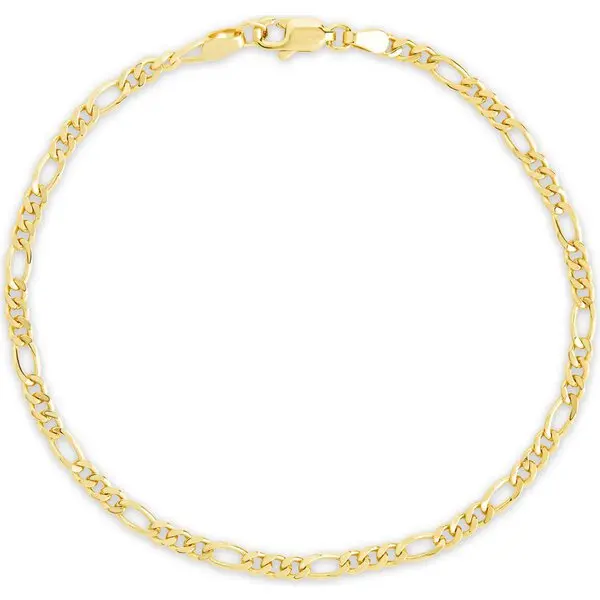Sterling Forever Figaro Chain Bracelet - Gold