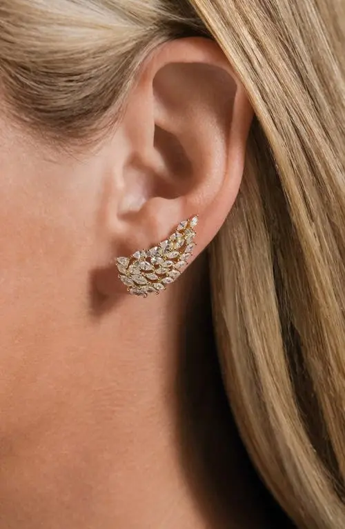 Sterling Forever Cubic Zirconia Ear Crawlers - Gold