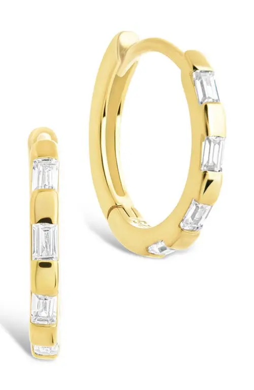 Sterling Forever Cubic Zirconia Baguette Hoop Earrings - Gold