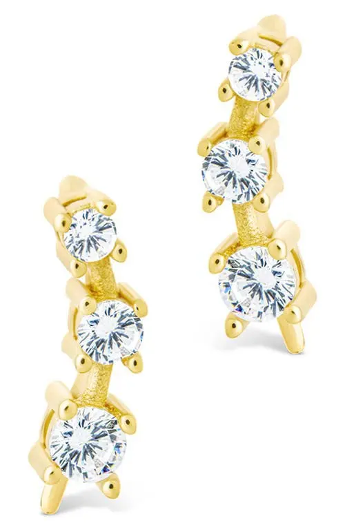 Sterling Forever Cubic Zirconia Mini Ear Crawlers - Gold