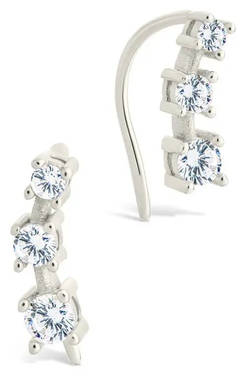 Sterling Forever Cubic Zirconia Mini Ear Crawlers - Silver
