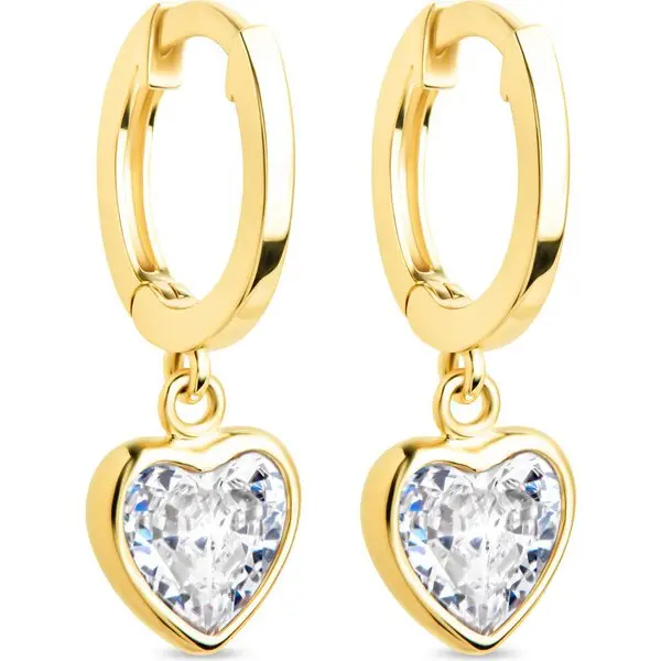 Sterling Forever Lizzy Heart Drop Hoop Earrings - Gold