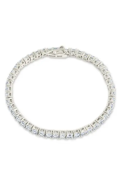 Sterling Forever Brette Cubic Zirconia Tennis Bracelet - Silver