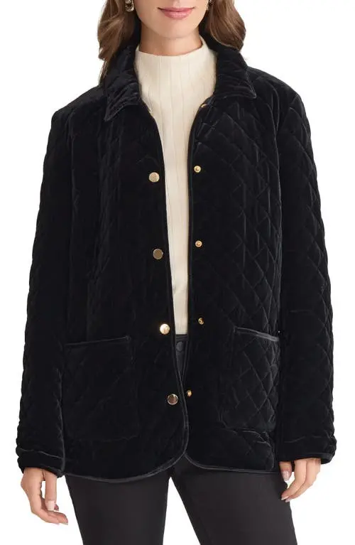 Jones New York Quilted Velvet Snap-front Jacket