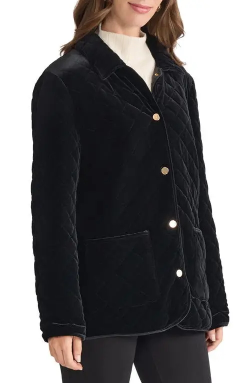 Jones New York Quilted Velvet Snap-front Jacket
