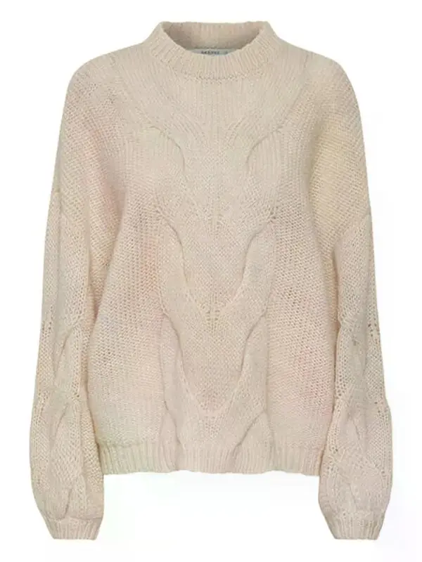 GESTUZ Cable-knit Crew-neck Sweater