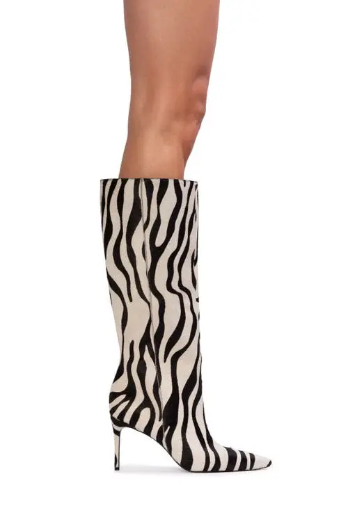 BLACK SUEDE STUDIO Ember 80 Zebra Printed Pony Hair Boots