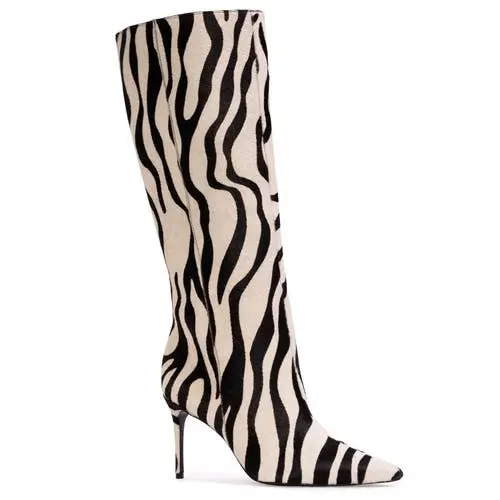 BLACK SUEDE STUDIO Ember 80 Zebra Printed Pony Hair Boots