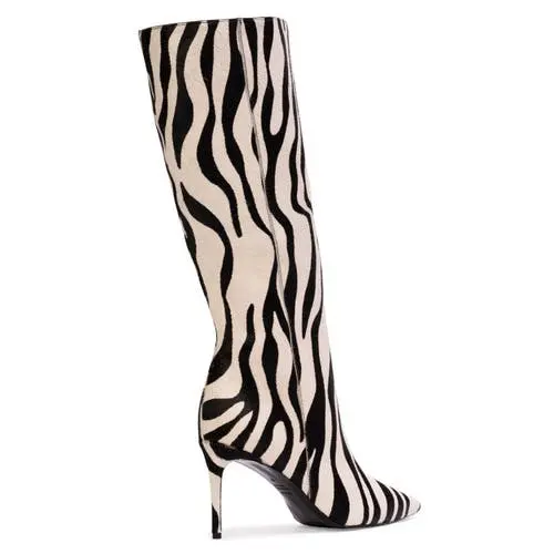 BLACK SUEDE STUDIO Ember 80 Zebra Printed Pony Hair Boots