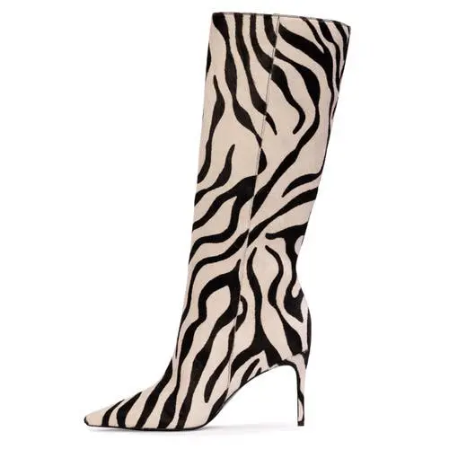 BLACK SUEDE STUDIO Ember 80 Zebra Printed Pony Hair Boots
