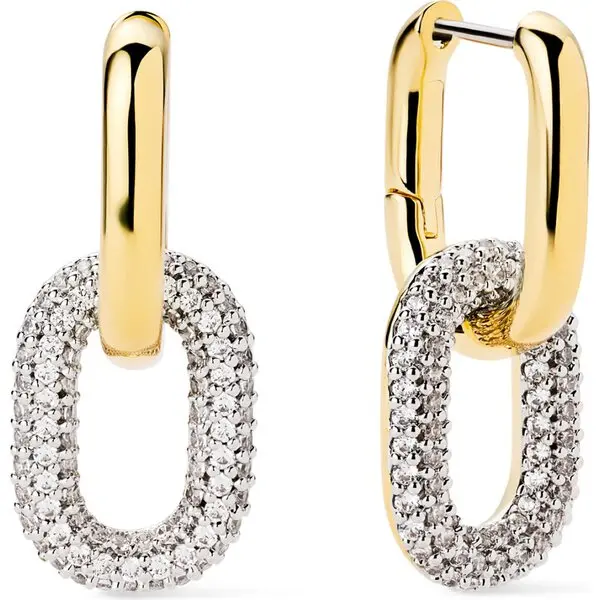 ANA LUISA Rox Mini Double Hoop Drop Earrings - Gold/clear