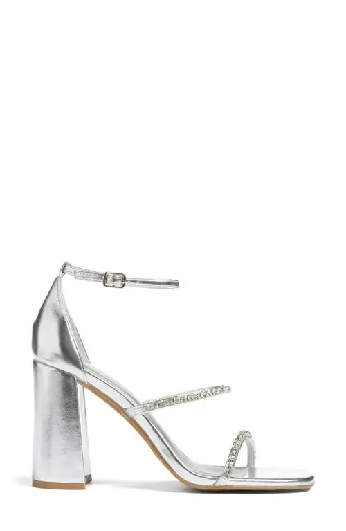 Bp. Nessa Embellished Ankle Strap Sandals - Silver Metallic
