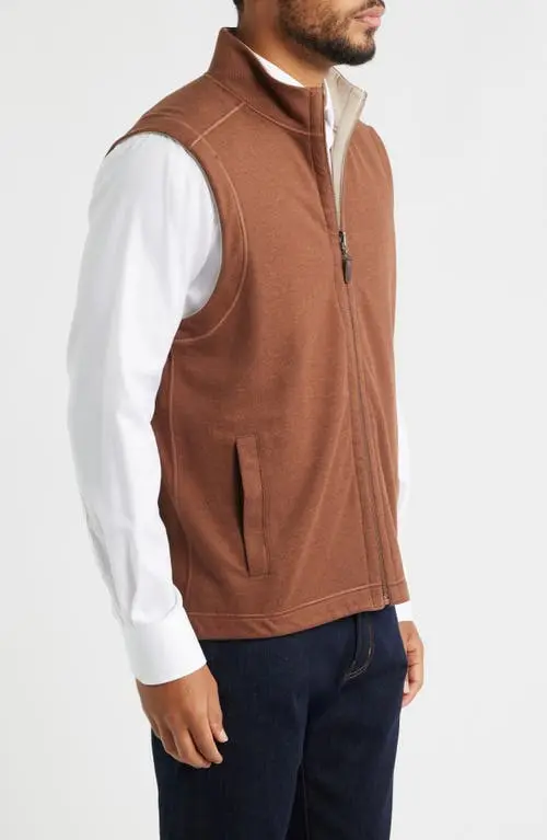 Johnston & Murphy Icon Reversible Knit Cotton Blend Vest - Rust/oatmeal