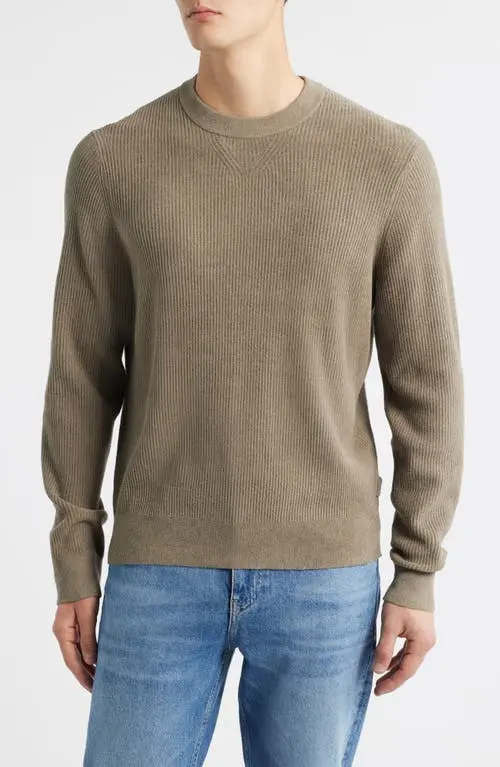 BOSS Rib-knit Crewneck Sweater - Open Brown