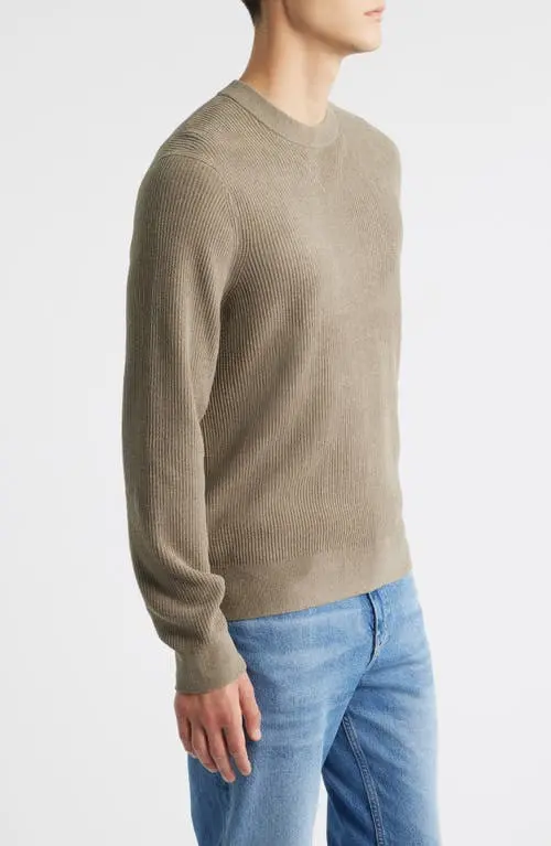 BOSS Rib-knit Crewneck Sweater - Open Brown
