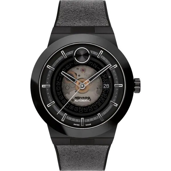 Movado Bold Fusion Automatic Mixed Media Strap Watch - Black