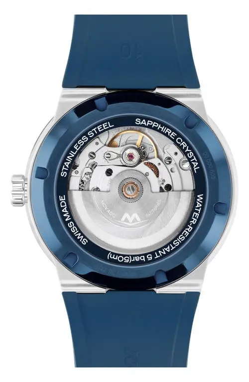 Movado Bold Fusion Automatic Mixed Media Strap Watch - Blue
