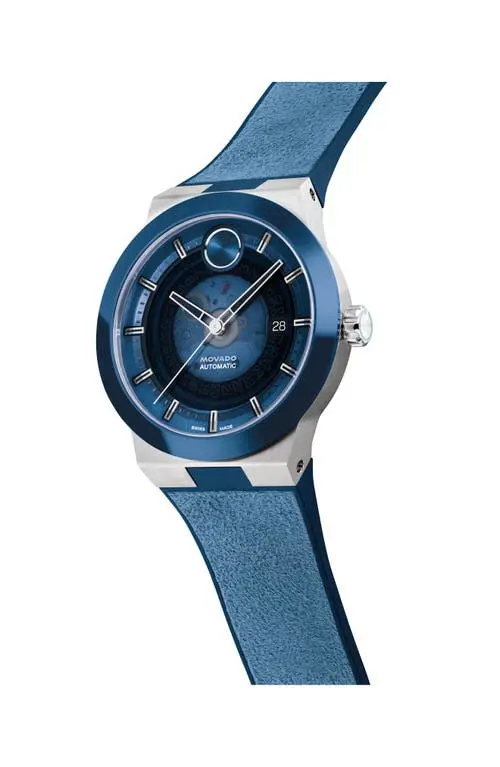 Movado Bold Fusion Automatic Mixed Media Strap Watch - Blue