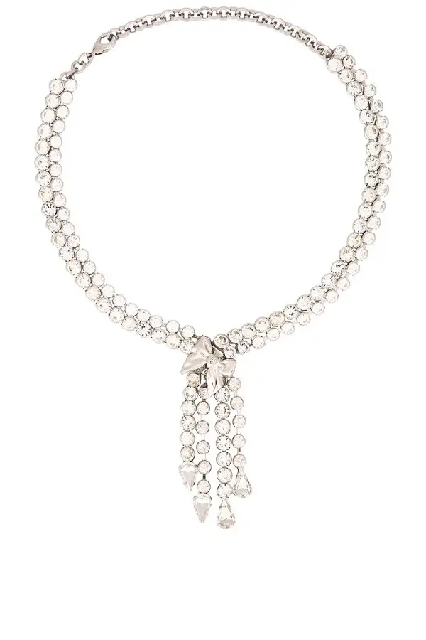 Alessandra Rich Crystal Necklace - Crystal & Silver