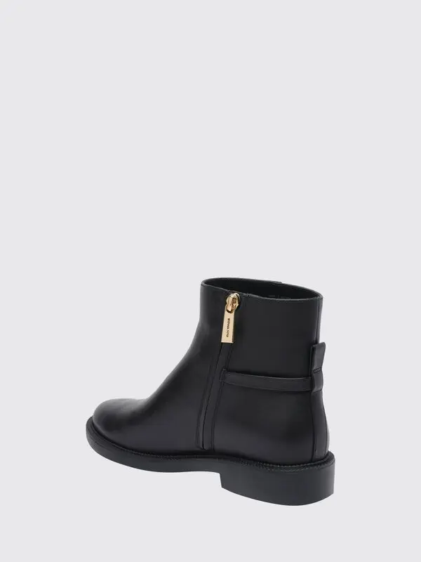 Michael Kors Leather Ankle Boots With Gold Tone Hardware