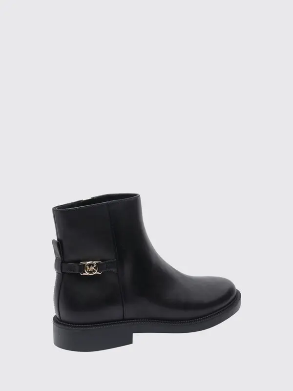 Michael Kors Leather Ankle Boots With Gold Tone Hardware