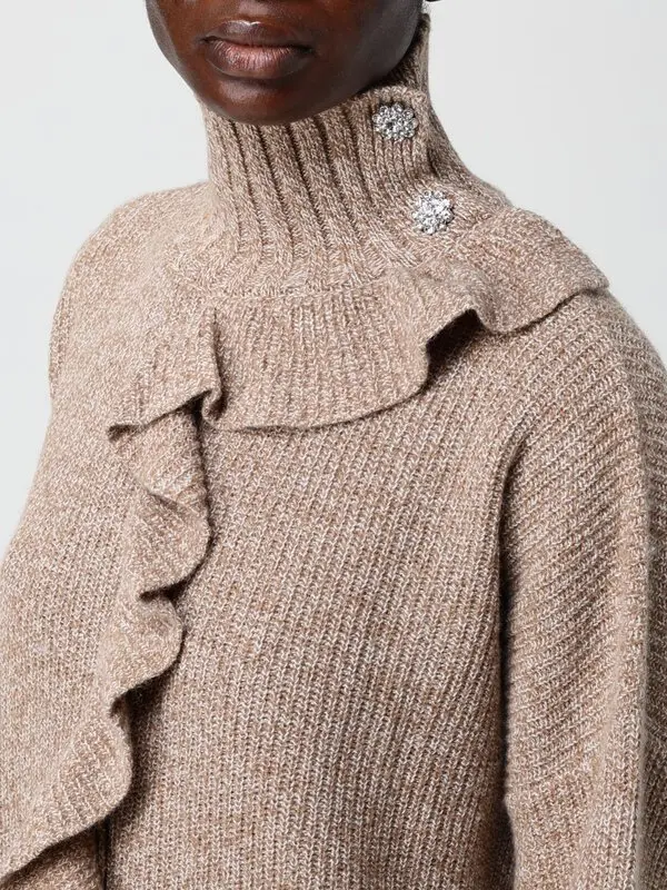 Liu Jo Ruffle Detailed Sweater - Beige