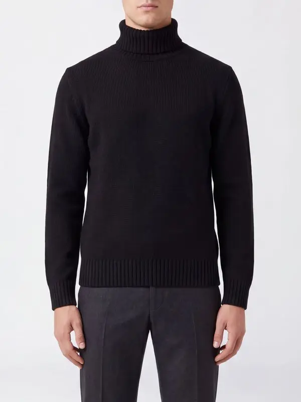 ZANONE Ribbed Turtleneck Sweater - Black