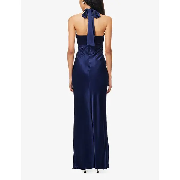 Shona Joy La Lune Halter Satin Maxi Dress