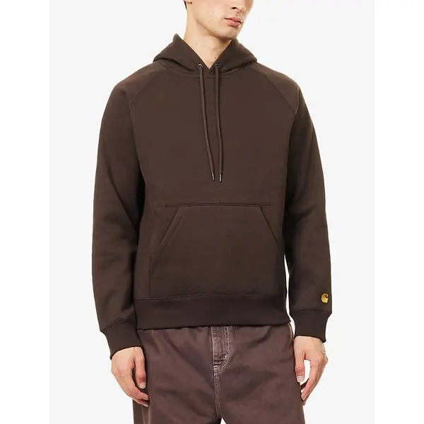 Carhartt Work In Progress Relaxed-fit Cotton-blend Hoodie - Tobacco / Gold