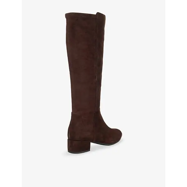 DUNE Tayla Suede Heeled Knee-high Boots - Brown Suede