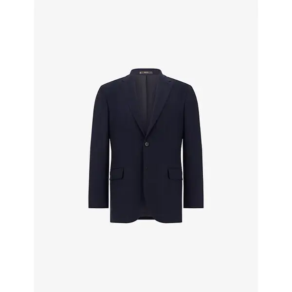 Boggi Milano Herringbone Single-breasted Stretch-wool Jacket