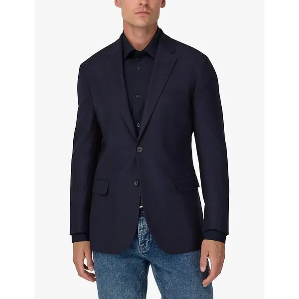 Boggi Milano Herringbone Single-breasted Stretch-wool Jacket