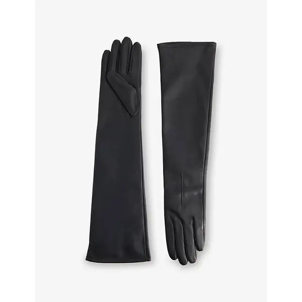DENTS Long Leather Gloves - Black
