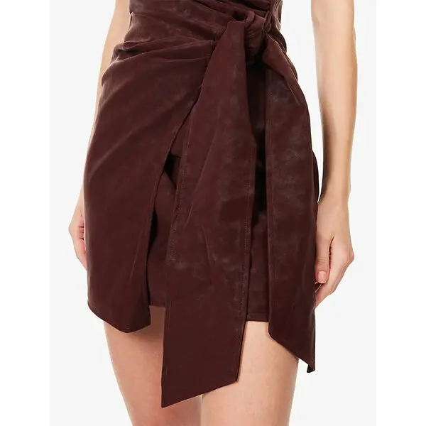 Amy Lynn Ingrid Faux-Leather Mini Dress - Burgundy