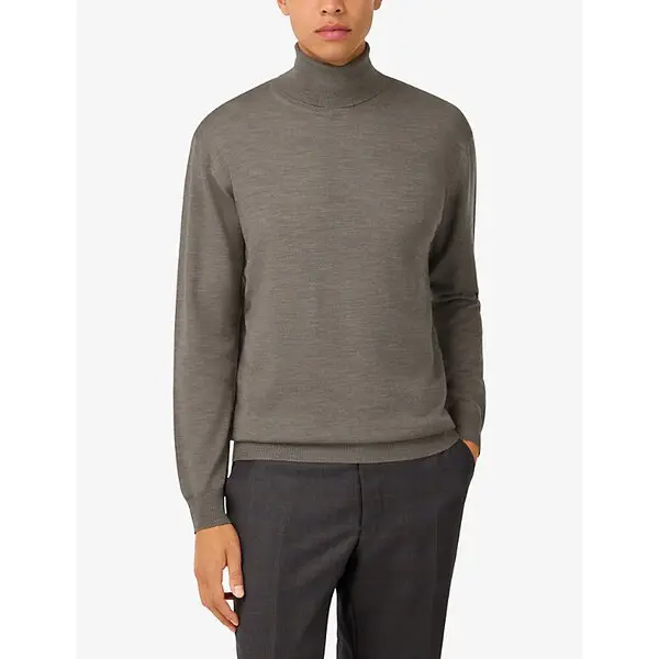 Boggi Milano Merino Wool Turtleneck Jumper - Taupe