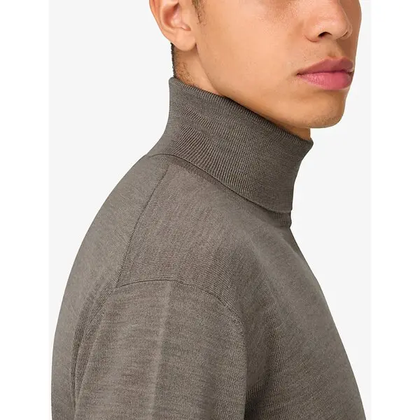 Boggi Milano Merino Wool Turtleneck Jumper - Taupe