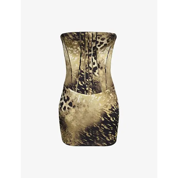 House Of Cb Leopard-print Satin Mini Dress - Leopard Print