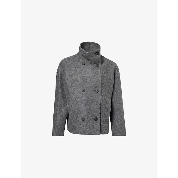 Harris Wharf London Cropped Funnel Pressed Wool Jacket