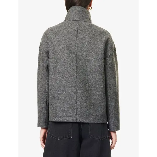 Harris Wharf London Cropped Funnel Pressed Wool Jacket