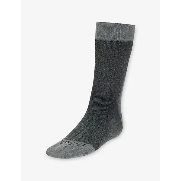 Boggi Milano Oxford Stretch-cotton Socks - Grey