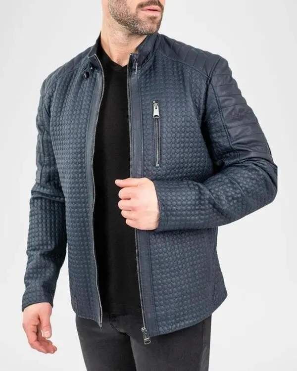 MACEOO Braille Quilted Leather Jacket