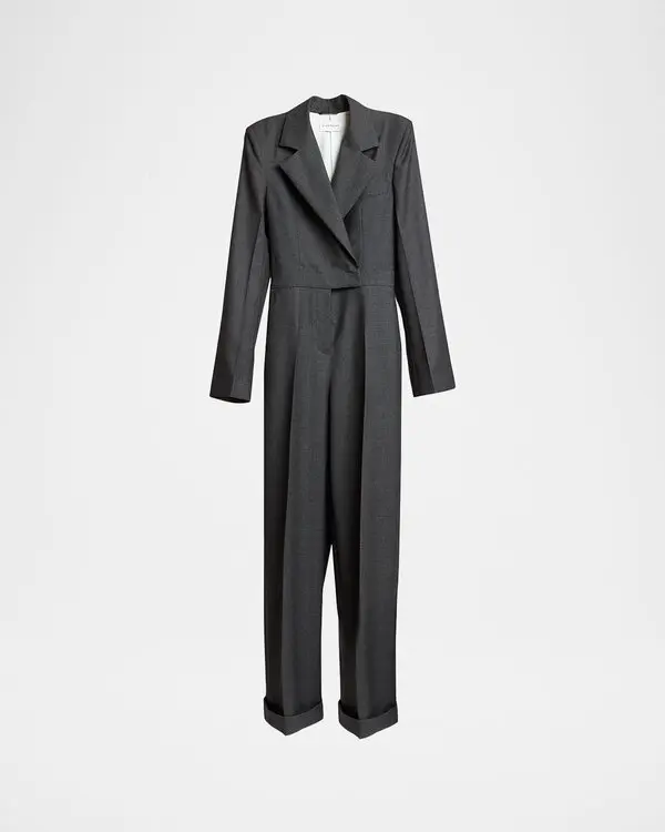 Givenchy Tuxedo Wool Jumpsuit - Grey Mix