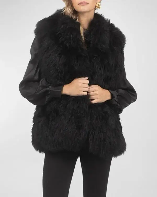 Gorski Lamb Shearling Vest - Black