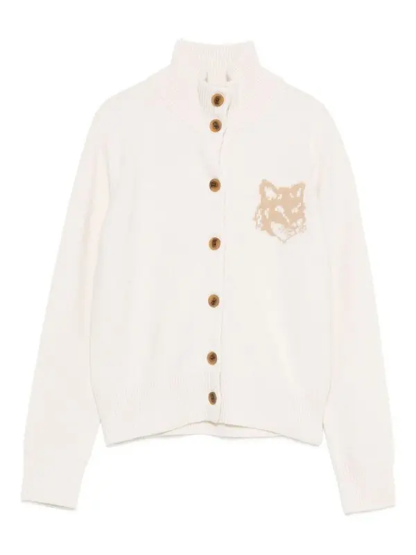 Maison Kitsuné Fox Head Wool Cardigan - Beige