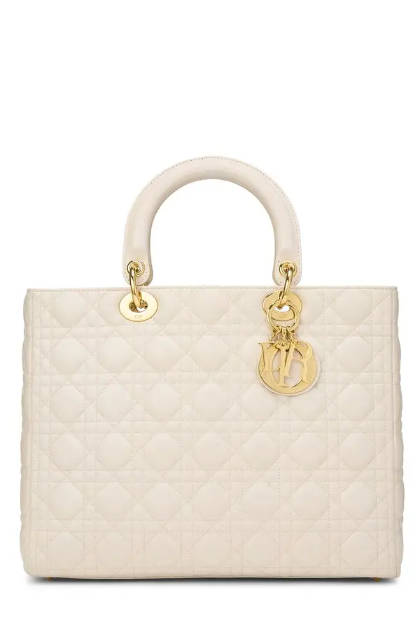 Dior Cannage Quilted Lambskin Lady - White