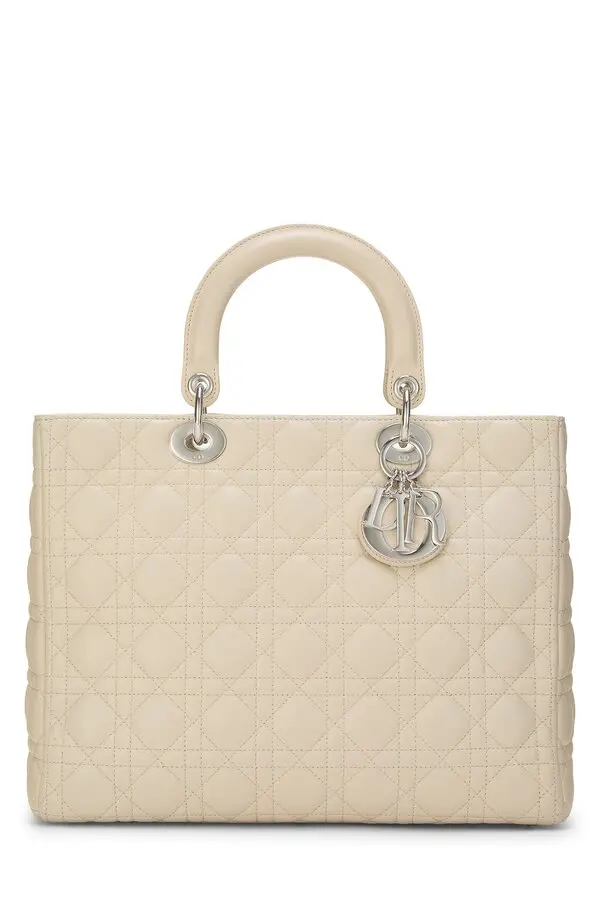Dior Cannage Quilted Lambskin Lady - White