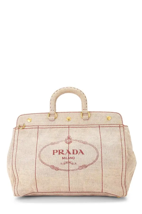 Prada Canapa Logo Tote - Beige