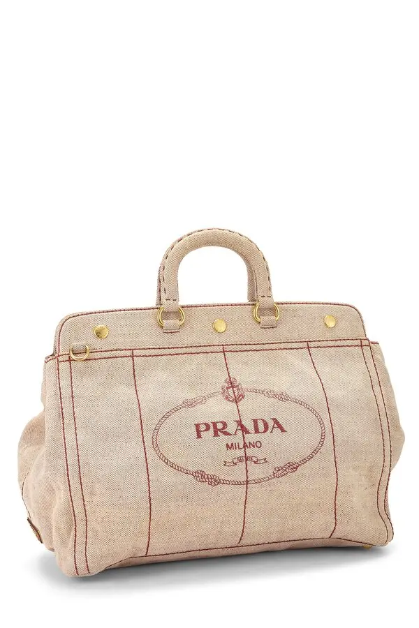 Prada Canapa Logo Tote - Beige